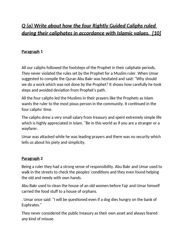 Governance of the Rightly Guided Caliphs | PDF | Umar | Caliphate