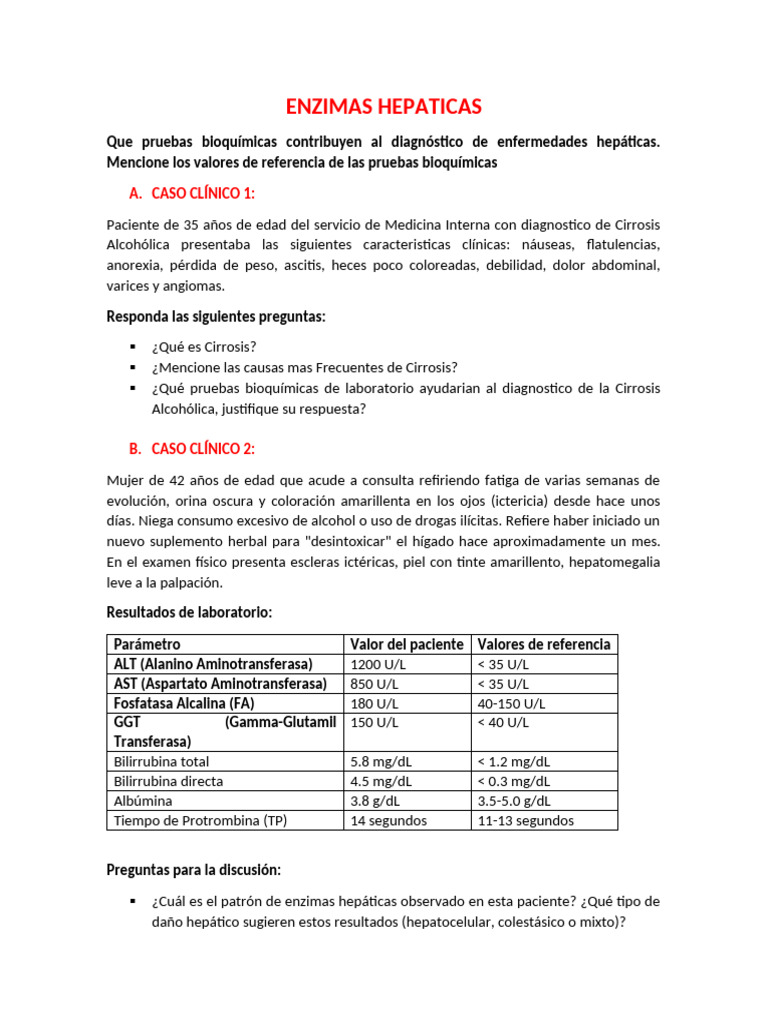 Pruebas Hepáticas y Valores Normales | PDF | Cirrosis | Enfermedades y ...