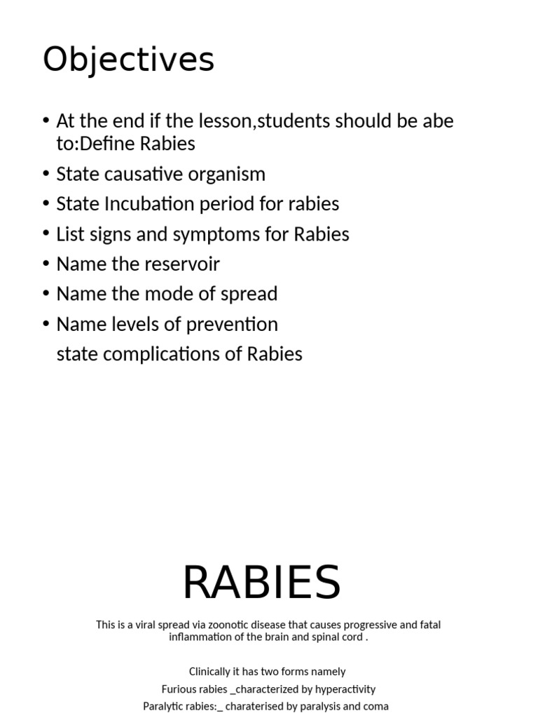Understanding Rabies: Symptoms, Prevention, and Treatment | PDF