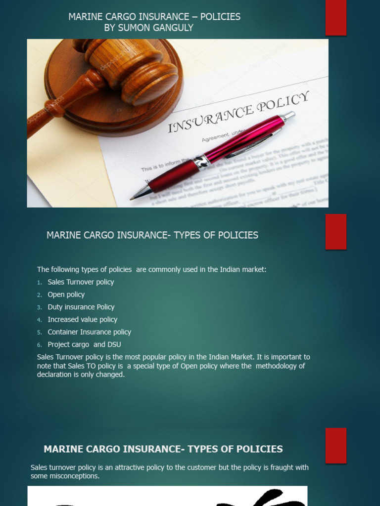 Marine Cargo Insurance Policies Overview | PDF | Insurance | Lease