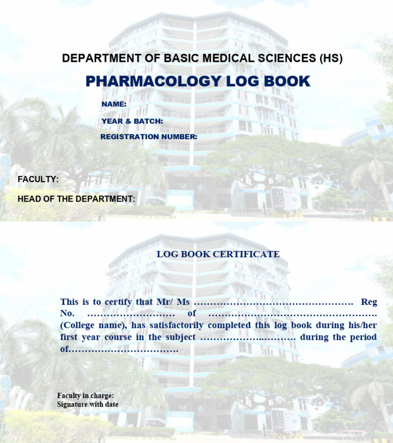 Pharm Log Book Template-1 | PDF