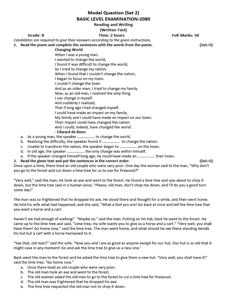 Class 8 English Question Set 3 | PDF | Astronomy | Planetary Science