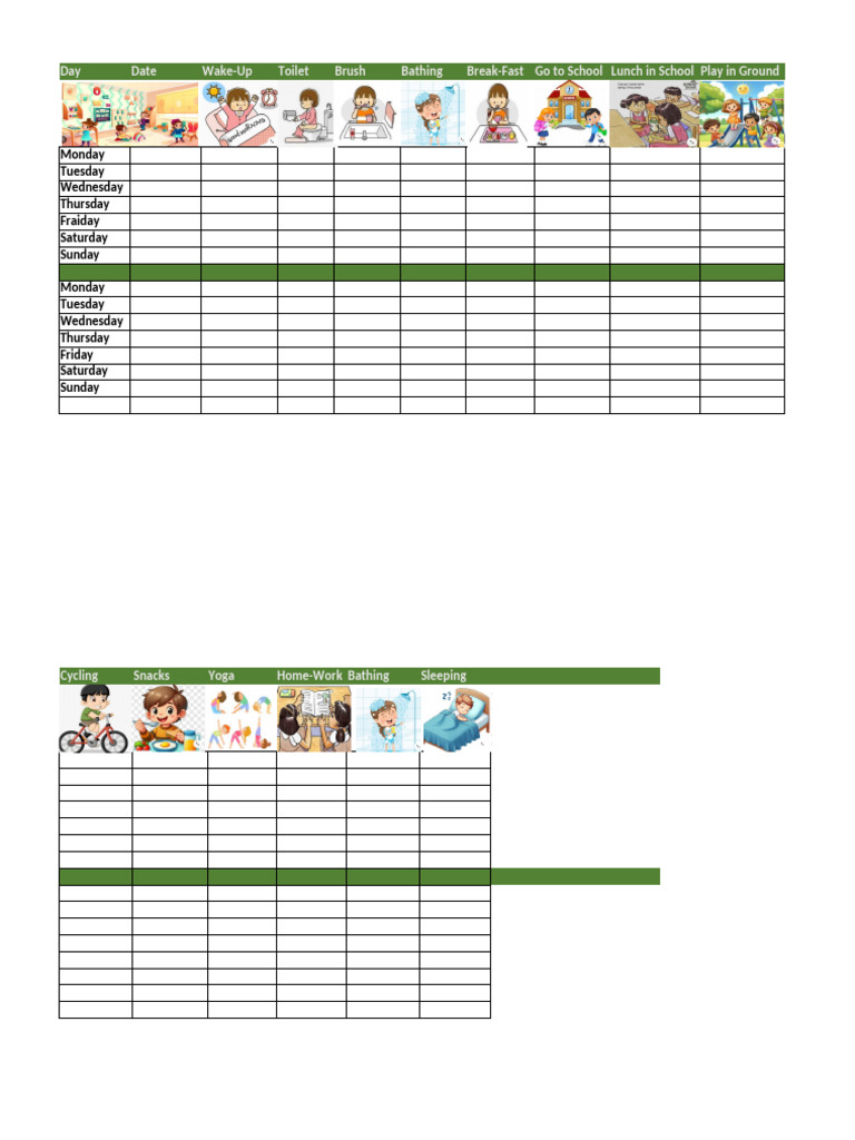 Kids Daily Activity Sheet | PDF