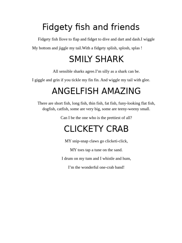 Fidgety Fish and Friends Adventures | PDF
