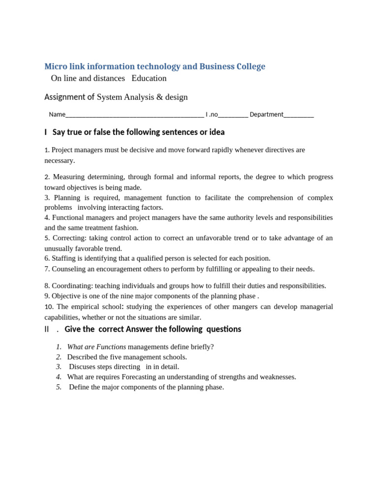 System Analysis & Design Assignment | PDF