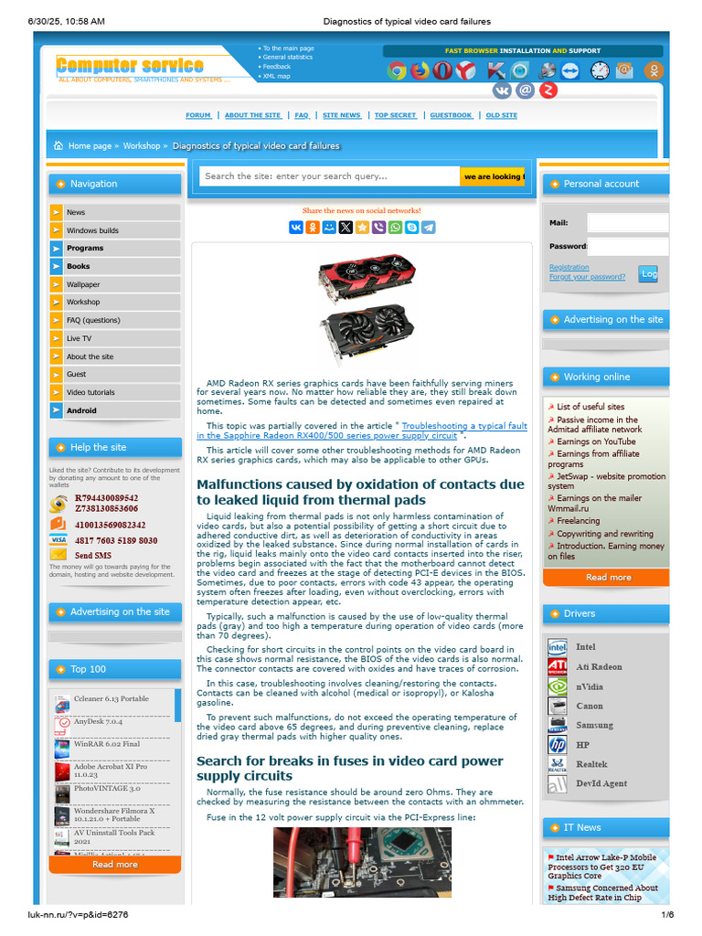 Diagnostics of Typical Video Card Failures | PDF | Graphics Processing Unit | Power Supply