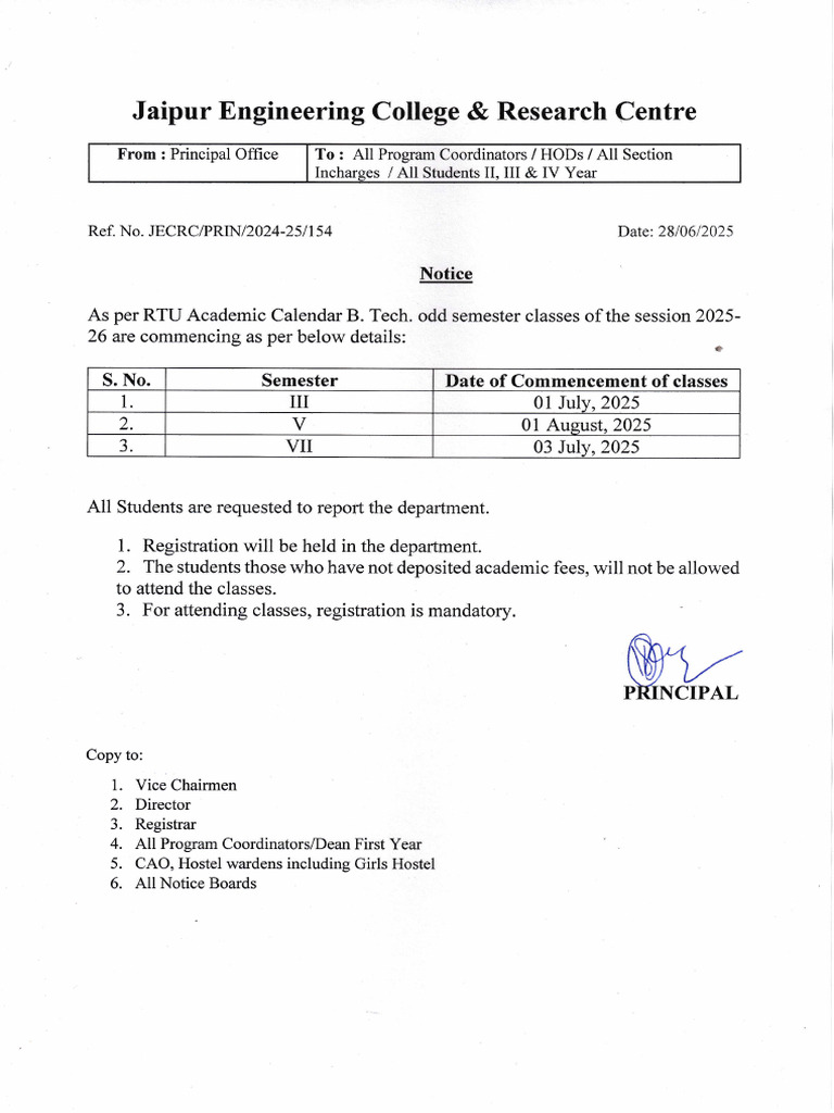 Notice of Class Commencement | PDF