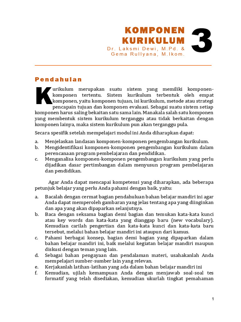 Modul 3 Komponen Kurikulum | PDF
