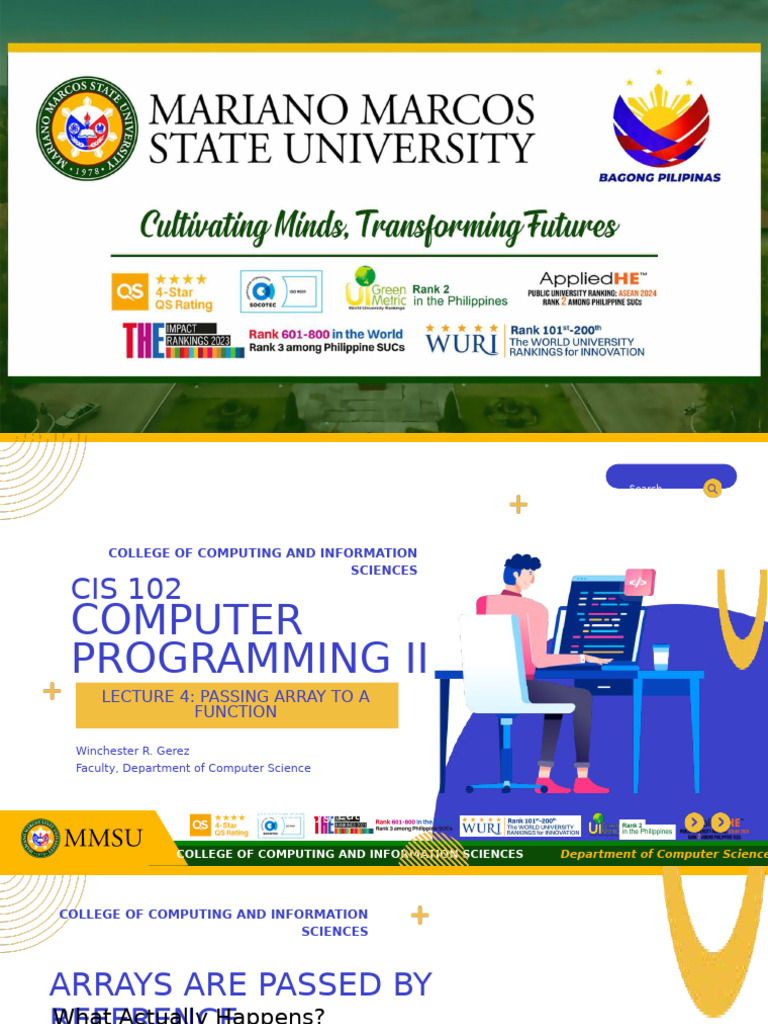 Lecture 4 Passing Array To A Function Pdf Pointer Computer Programming Software Development