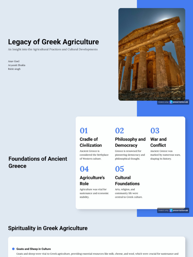 The Legacy of Ancient Greek Civilization - Agriculture and Culture | PDF