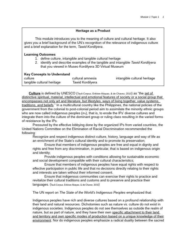 Module 1 Topic 1 - Heritage As A Product | PDF | Cultural Heritage ...
