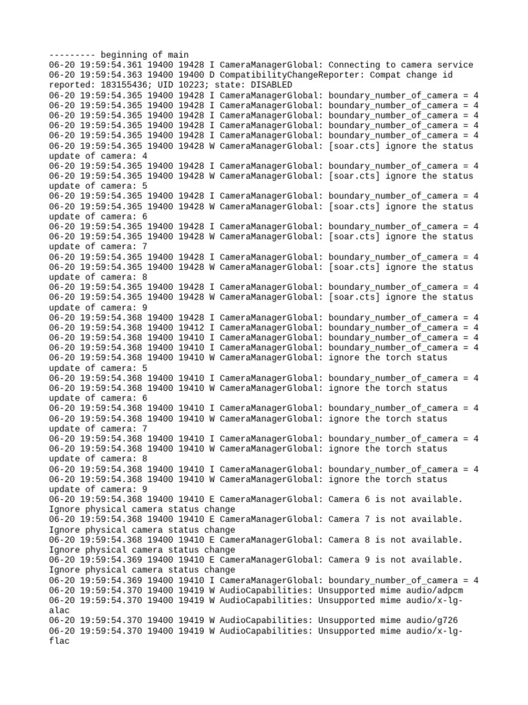 Camera Manager Status Updates Log | PDF | Computing