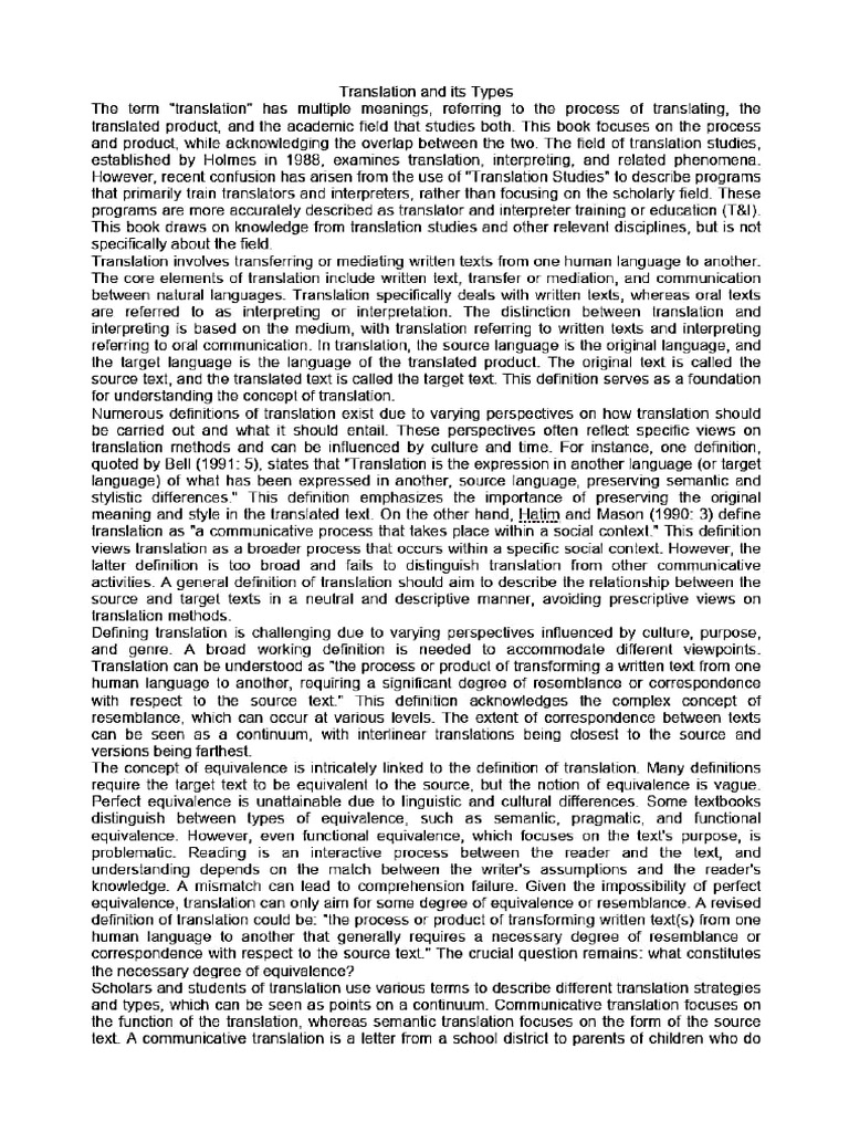 Translation and Its Types | PDF