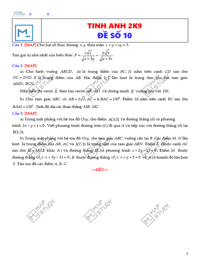 (Tinh Anh 2K9) Buổi 10 - Đề | PDF