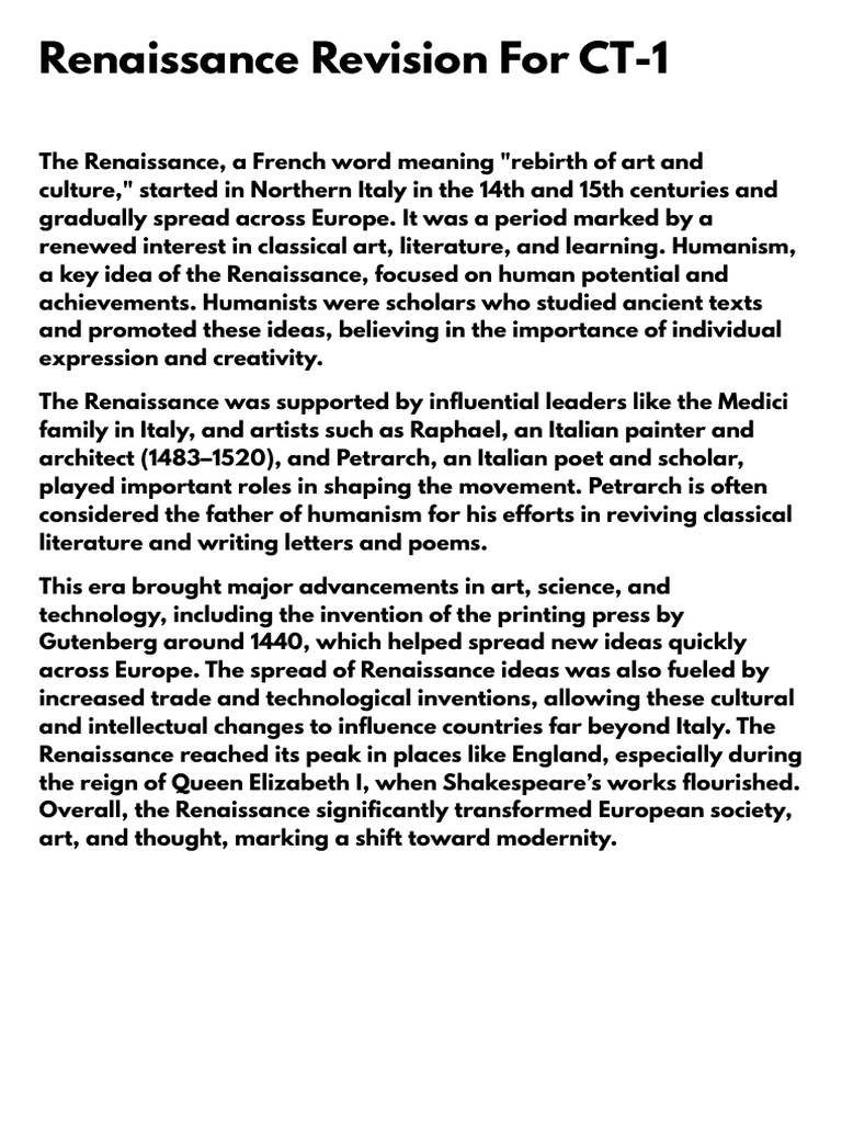 Renaissance: Birthplace and Impact | PDF
