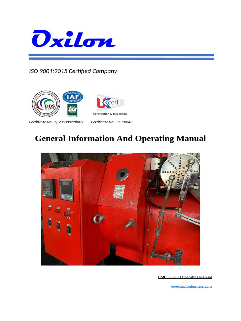 Oxilon HMD 3355 SH Burner Manual | PDF | Pump | Manufactured Goods