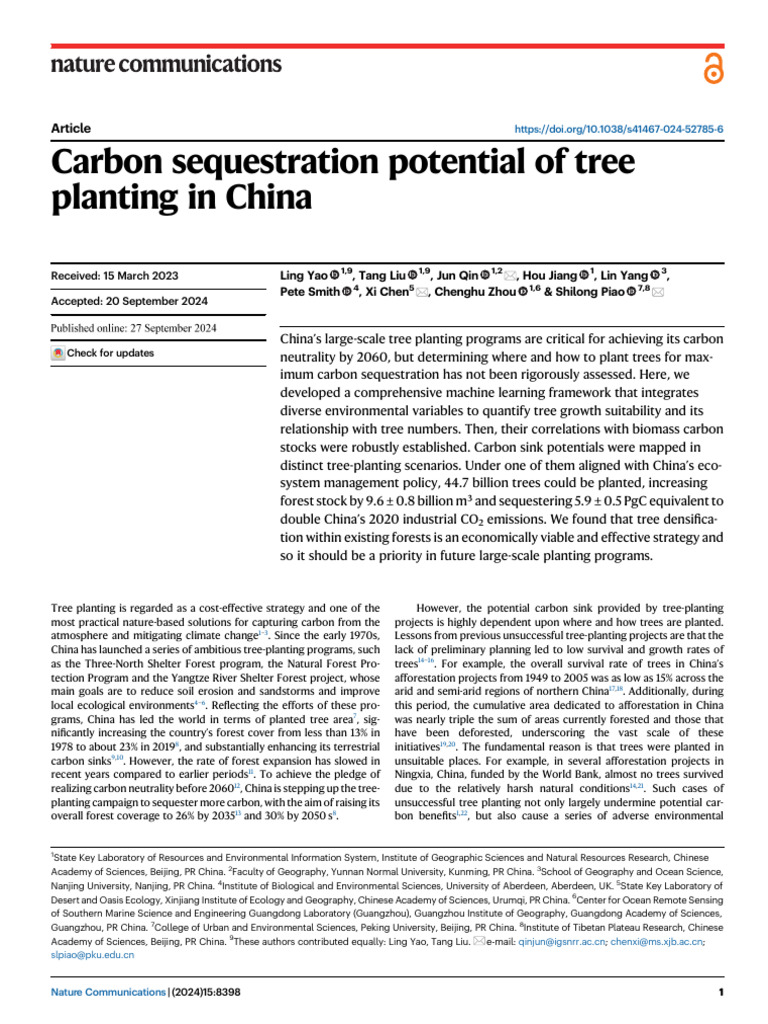 Carbon Sequestration Potential of Tree | PDF | Forests | Carbon ...