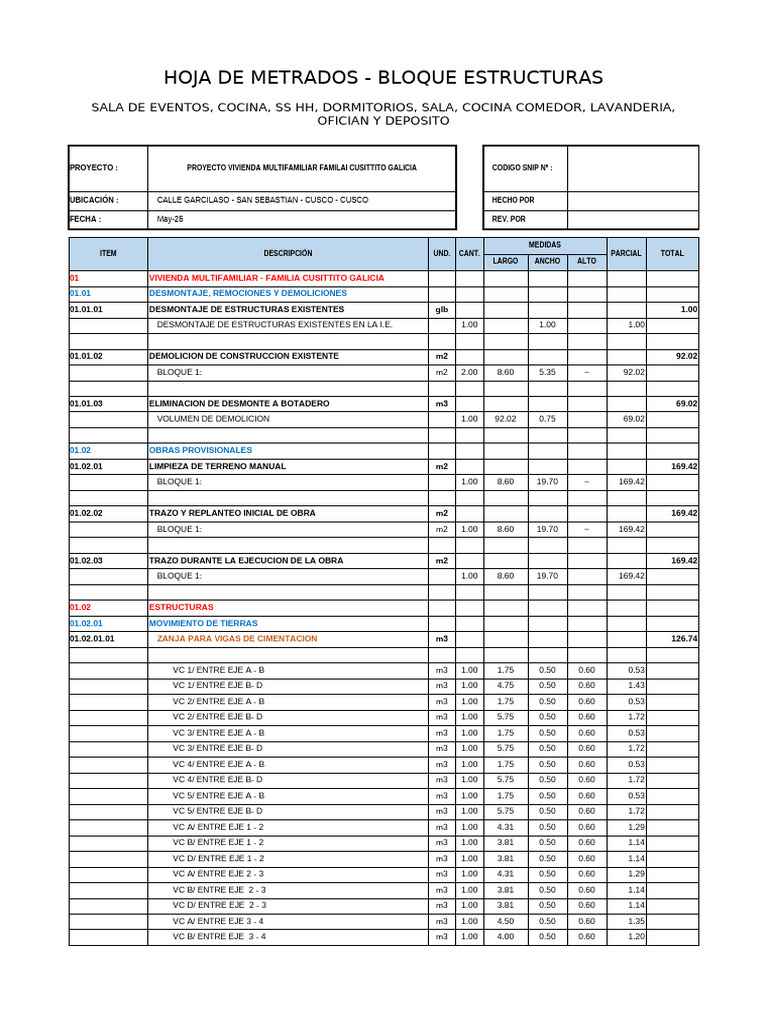 2.0 Metrados Estructuras Sra Gloria | PDF | Ingeniero civil | Diseño arquitectonico