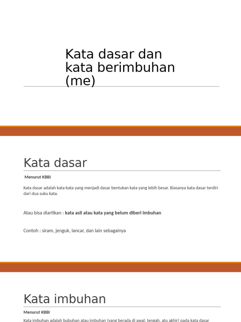 Kata Dasar Dan Kata Berimbuhan (Me) | PDF