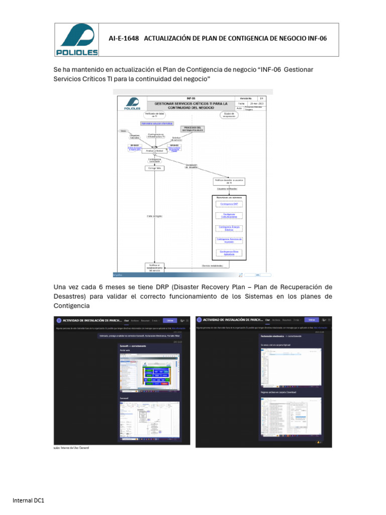 Ai-E-1648 Actualización de Plan de Contigencia de Negocio Inf-06 | PDF