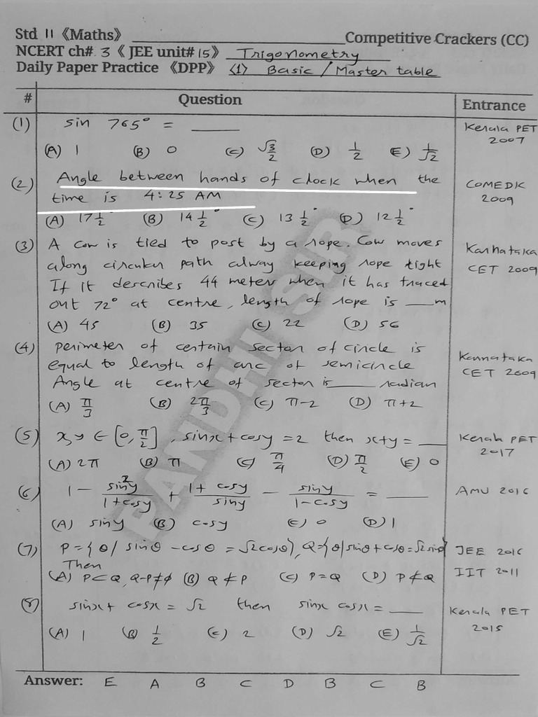 Trigo JEE DPP 1 Basic | PDF