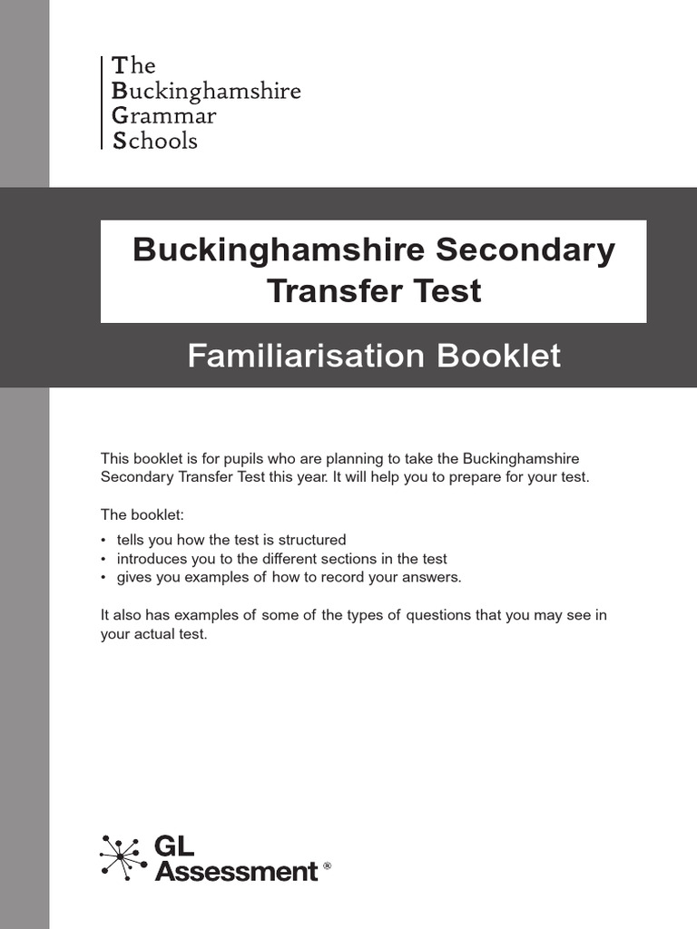 Secondary Transfer Test - Familiarisation Booklet RiwS4qP | PDF ...