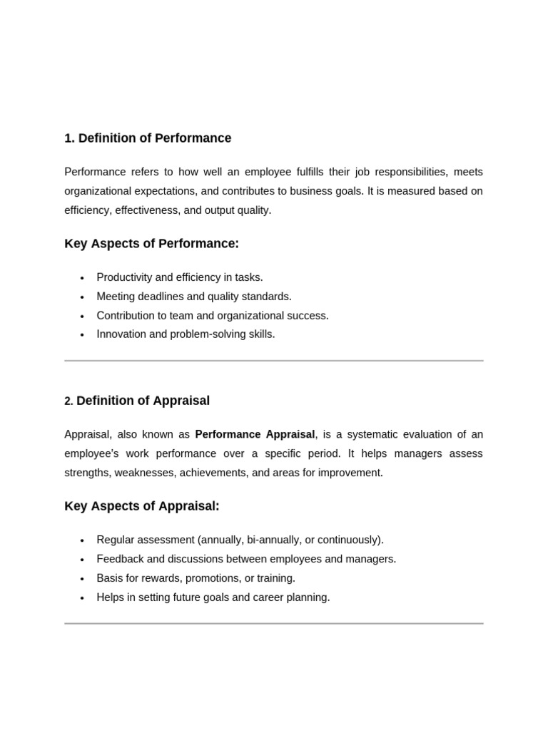 Performance Appraisal Overview | PDF | Performance Appraisal | Human ...