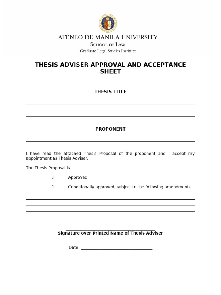 Thesis Adviser Approval and Acceptance Form (2018) | PDF