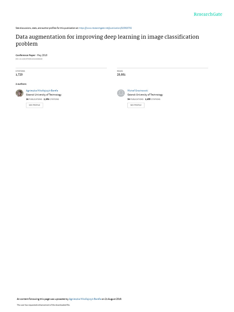 Data Augmentation For Improving Deep Learning in Image Classification Problem | PDF | Deep ...
