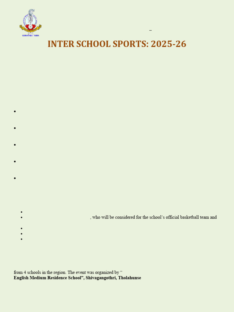 29.06.2025-Inter School Bascket Ball Competation | PDF | Sports ...