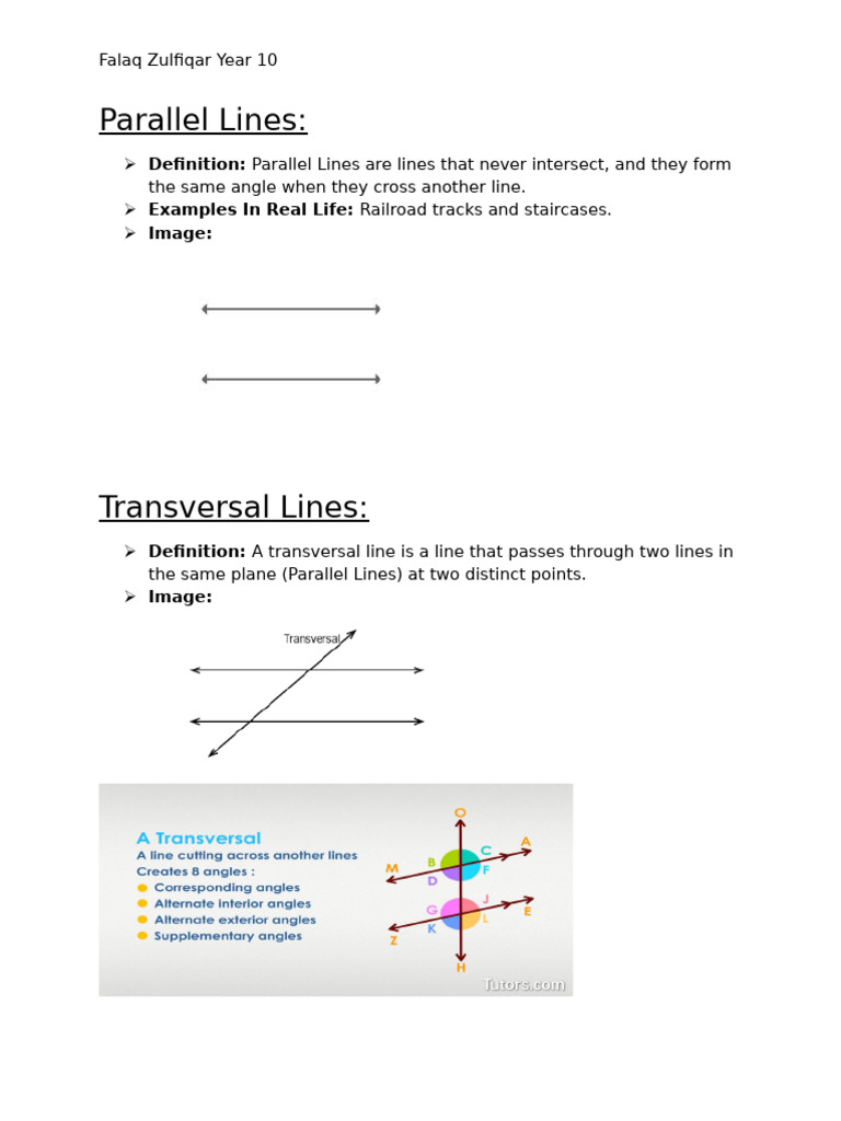 Parallel & Transversal Lines | PDF