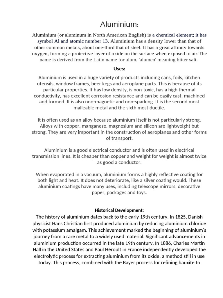 Документ Microsoft Word | PDF | Aluminium | Sets Of Chemical Elements