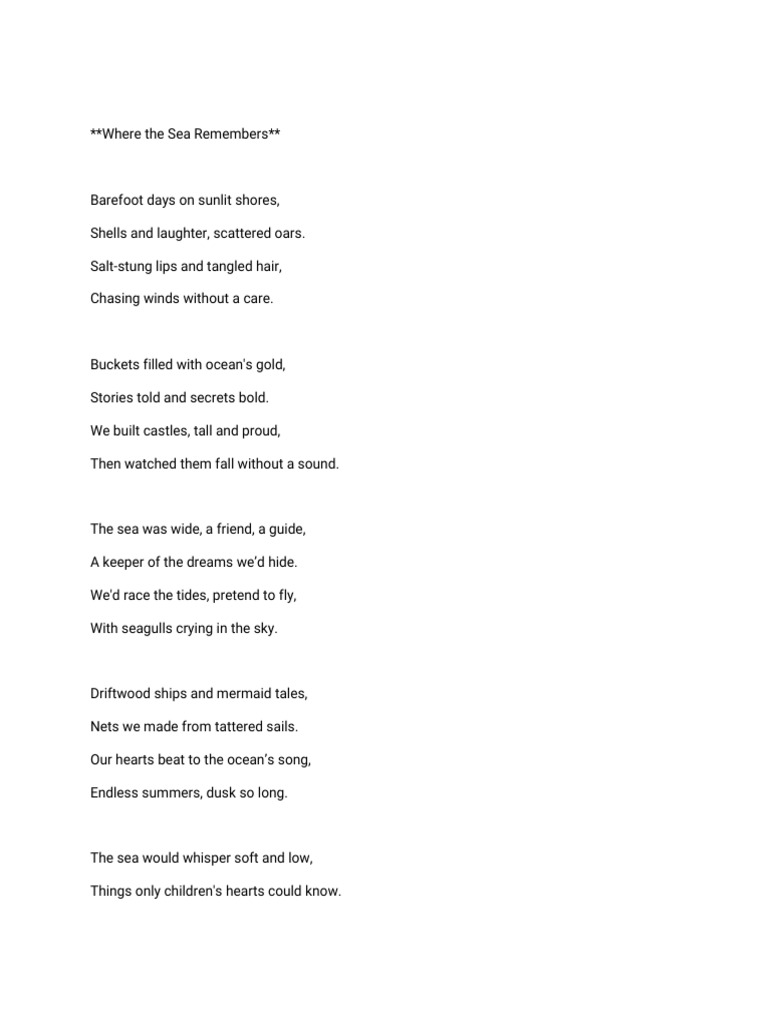 The Sea Remembers: A Poetic Journey | PDF