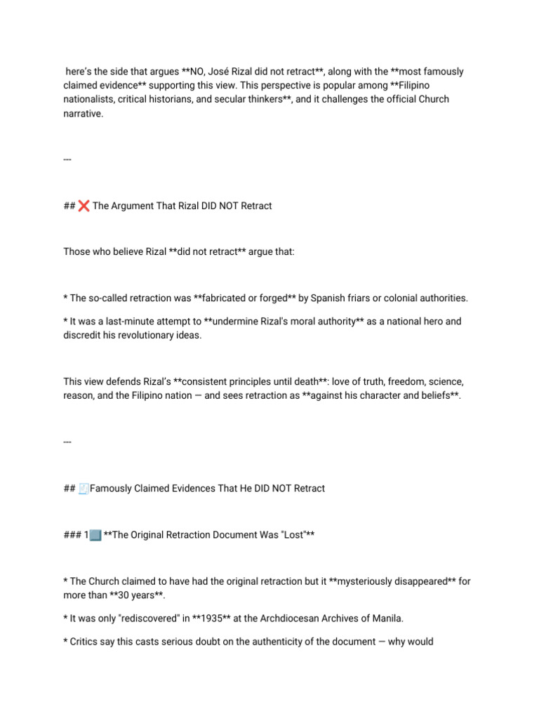 NO, José Rizal Did Not Retract | PDF