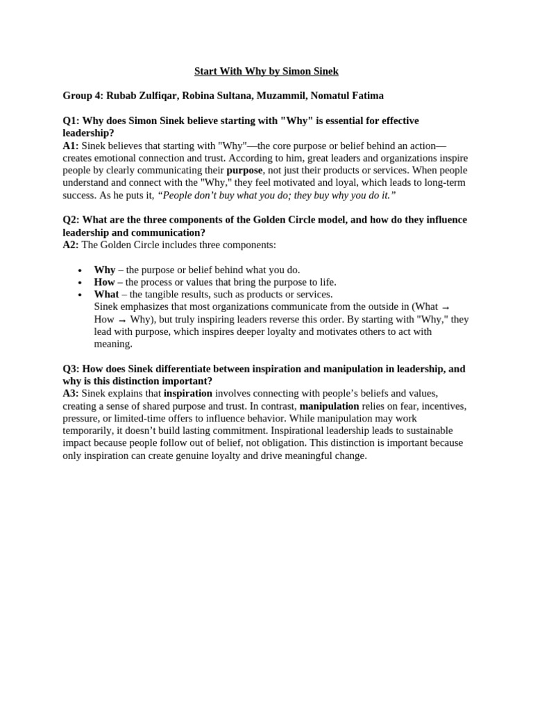 Understanding Sinek's "Start With Why" | PDF