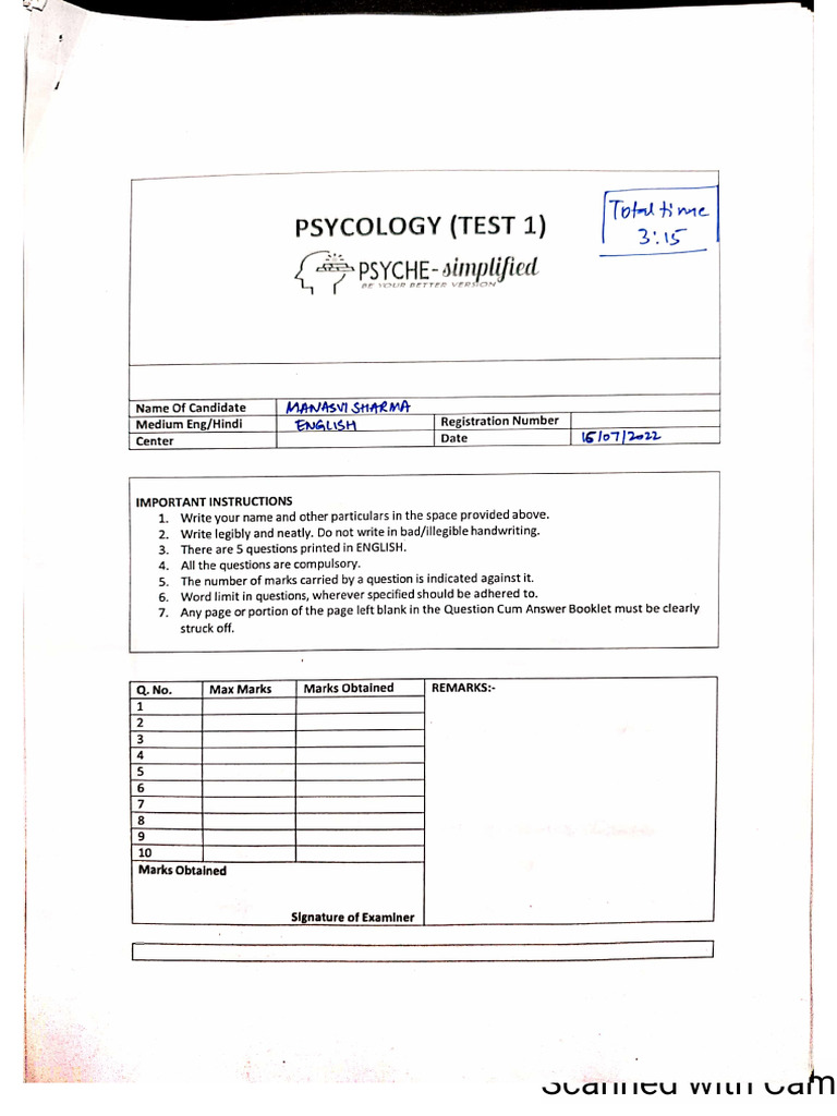 Psychology Test 1 | PDF