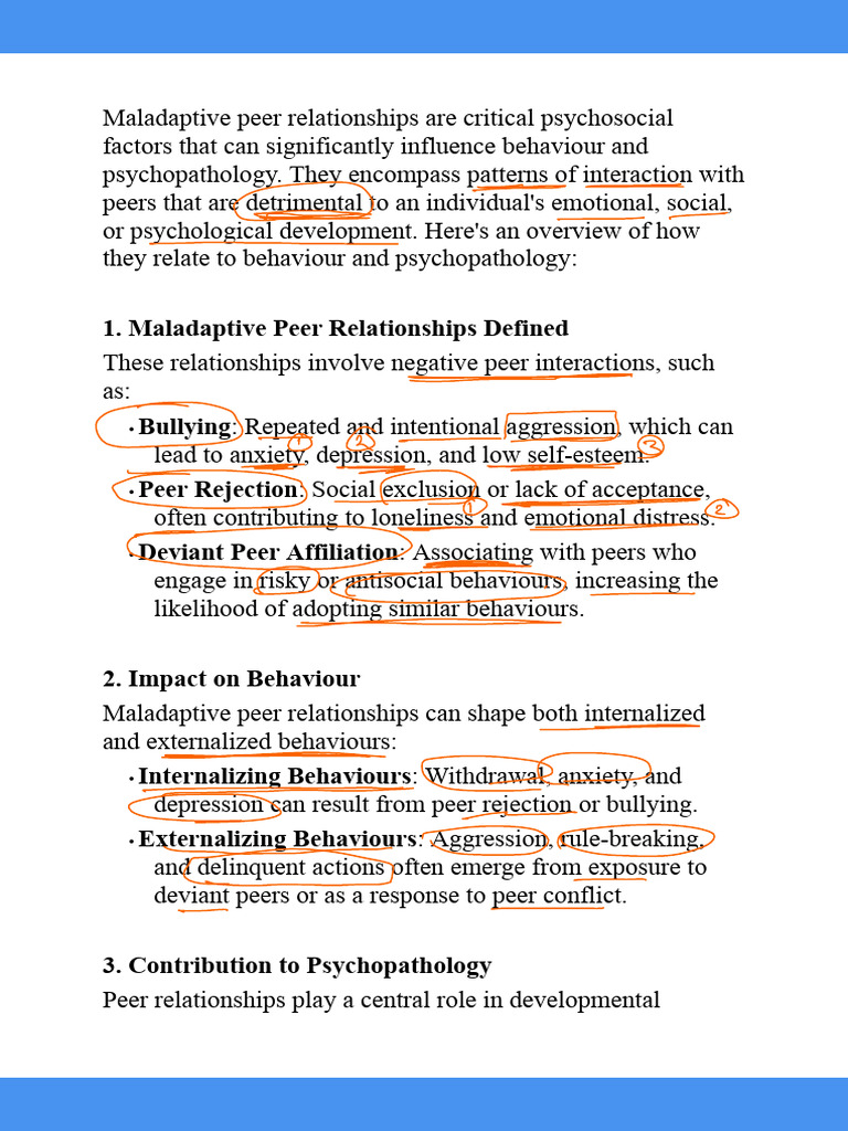 Maladaptive Peer Relationships | PDF | Attachment Theory | Bullying