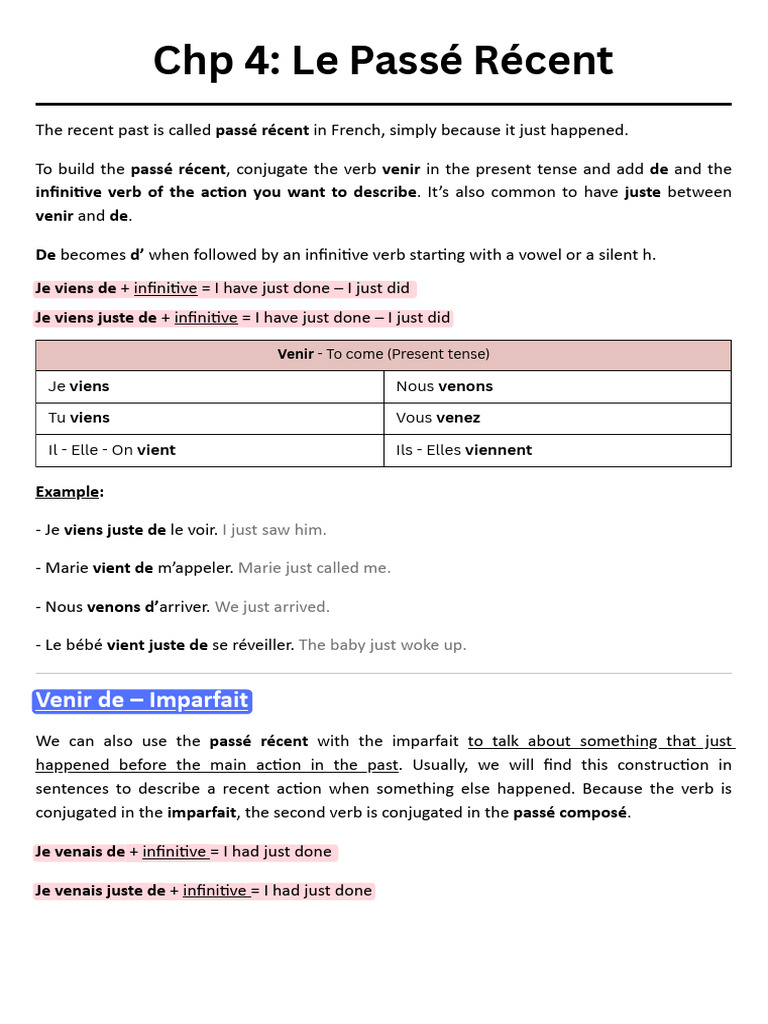 Le Passé Récent | PDF