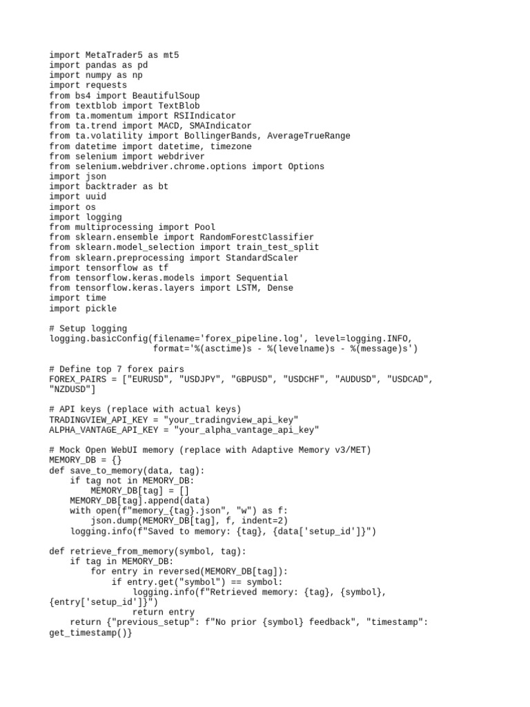 Forex Trading System Pipeline | PDF