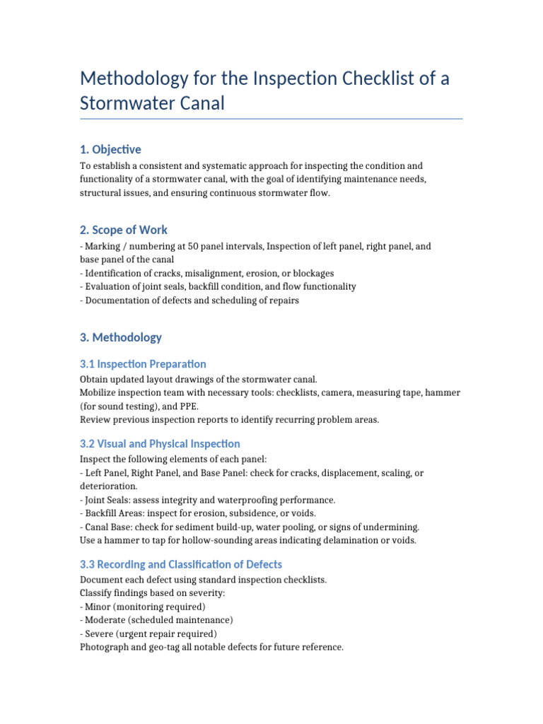 Stormwater Canal Inspection Methodology | PDF | Stormwater