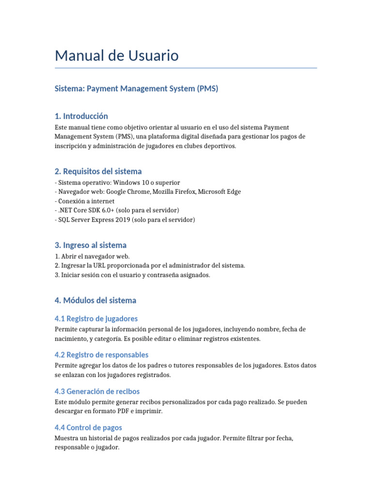 Manual Usuario PMS | PDF