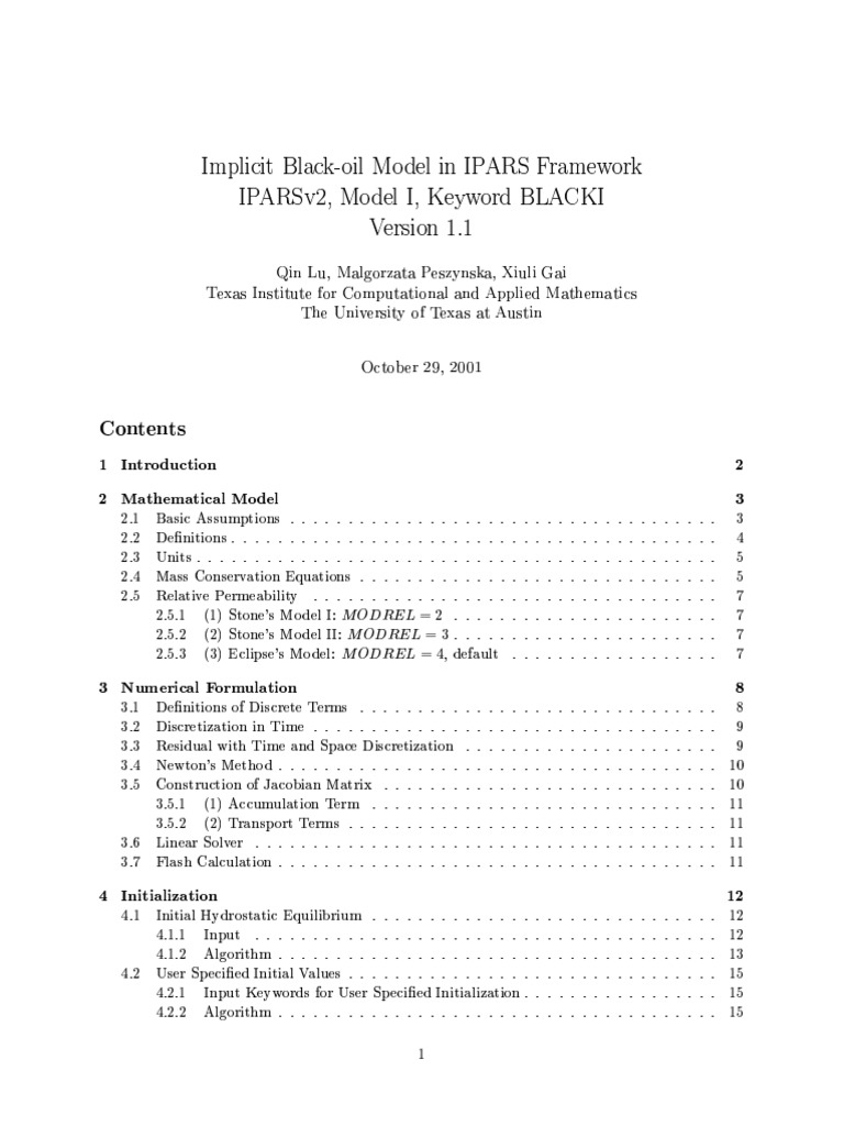 Black Oil Model Definition | PDF