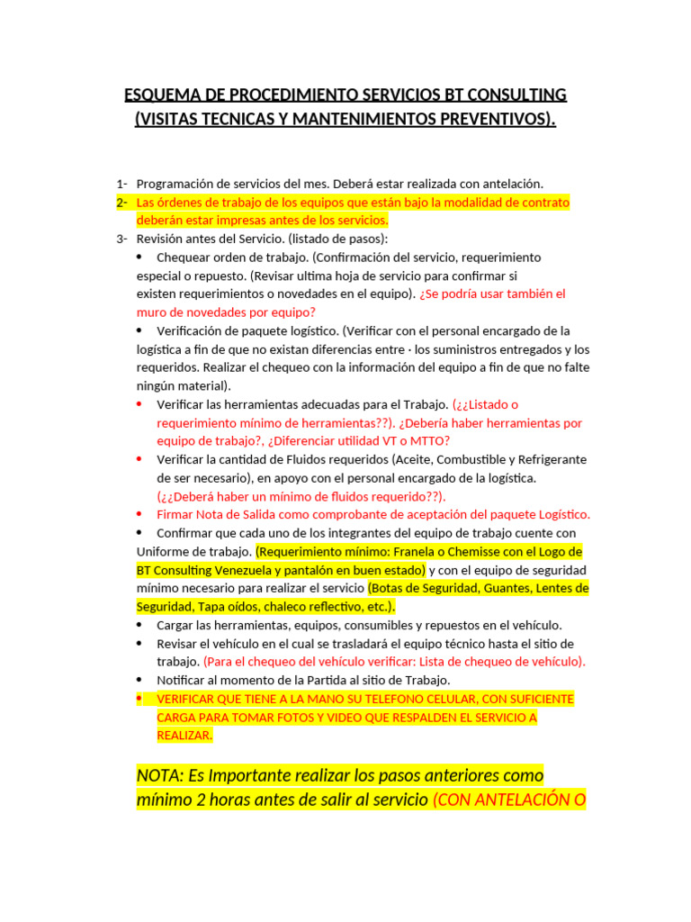 Esquema de Procedimiento Servicios - Mod - 2 | PDF