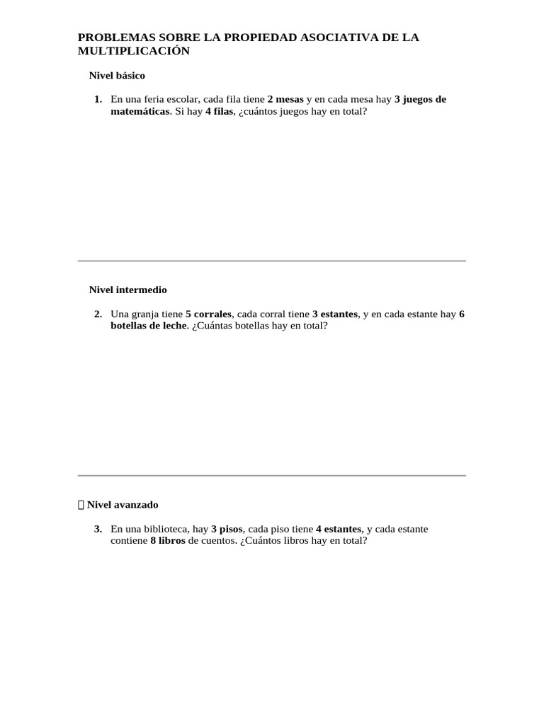 PROBLEMAS SOBRE LA PROPIEDAD ASOCIATIVA y Distributiva DE LA ...