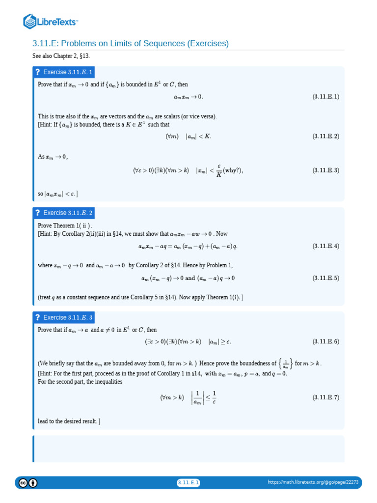 Problems On Limits of Sequences | PDF | Mathematics | Mathematical Analysis