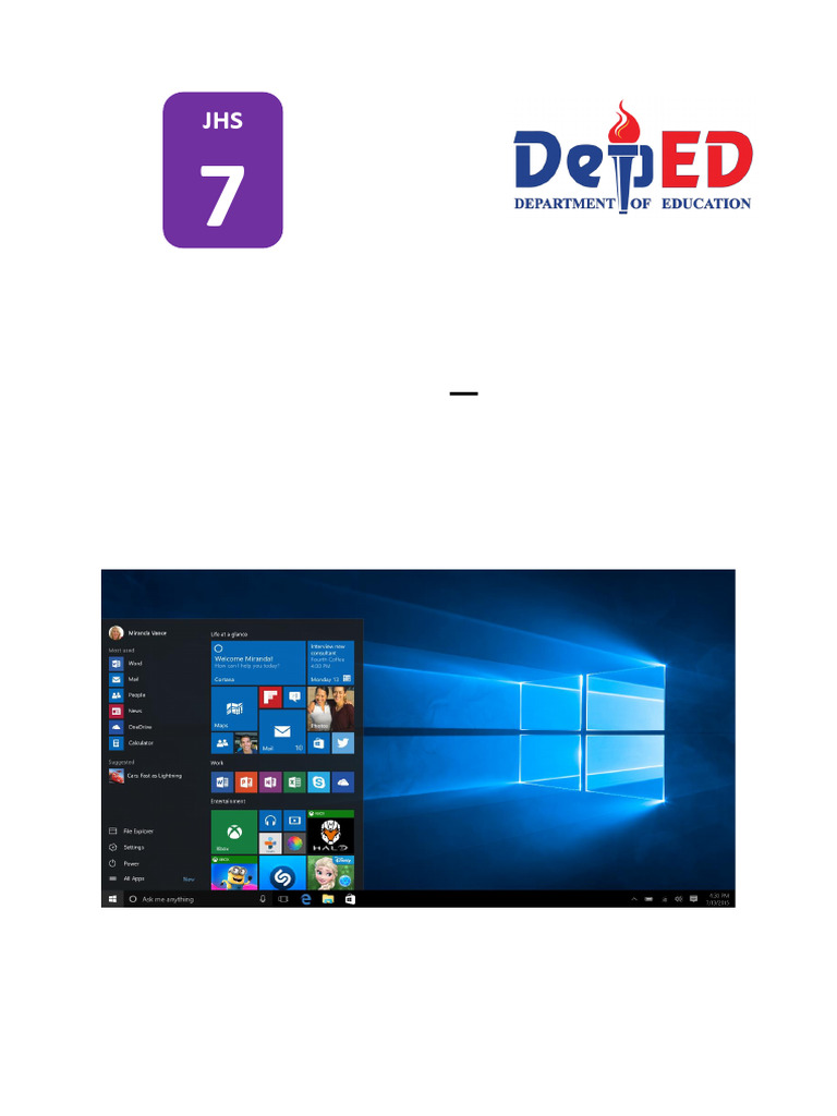 Elective Icf 7 Quarter 3 Module 3 Parts of Desktop Screen | PDF | Icon ...