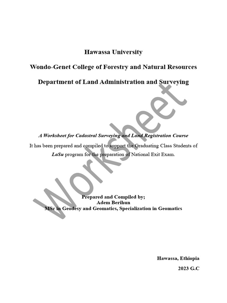 Cadastral Surveying Exam Worksheet | PDF | Surveying | Databases