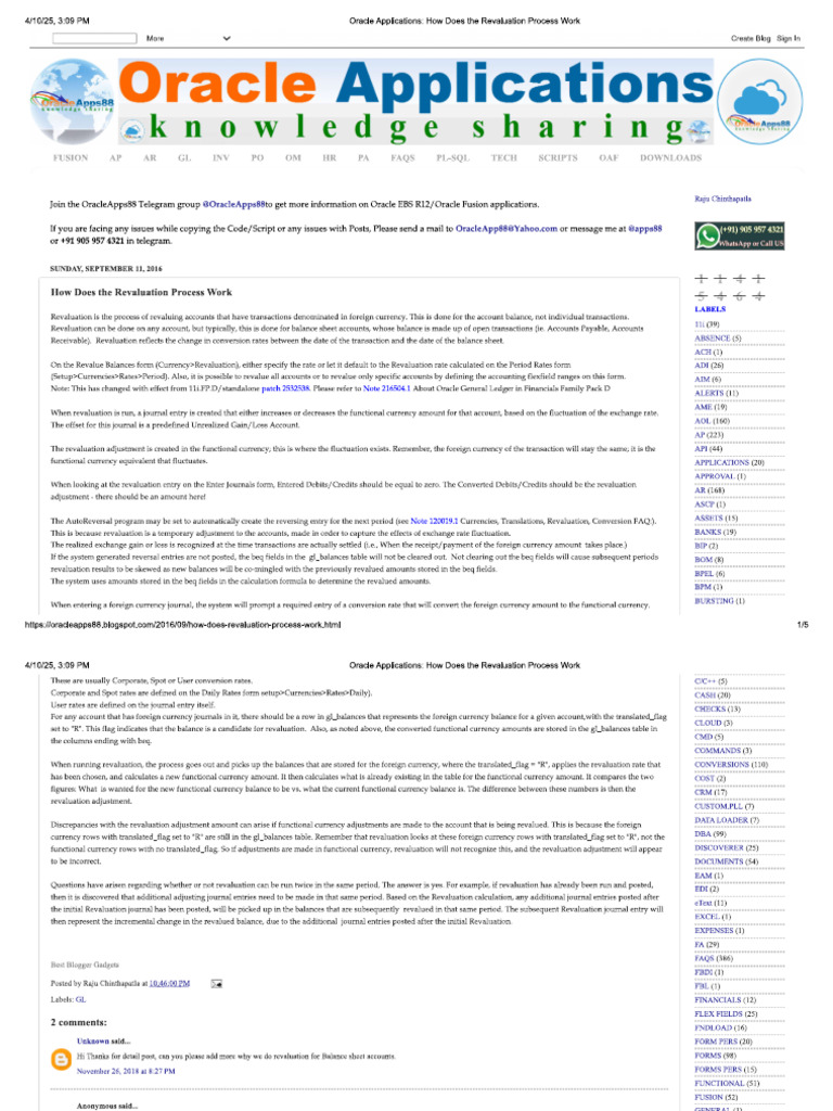 Revaluation in Orace r12 | PDF