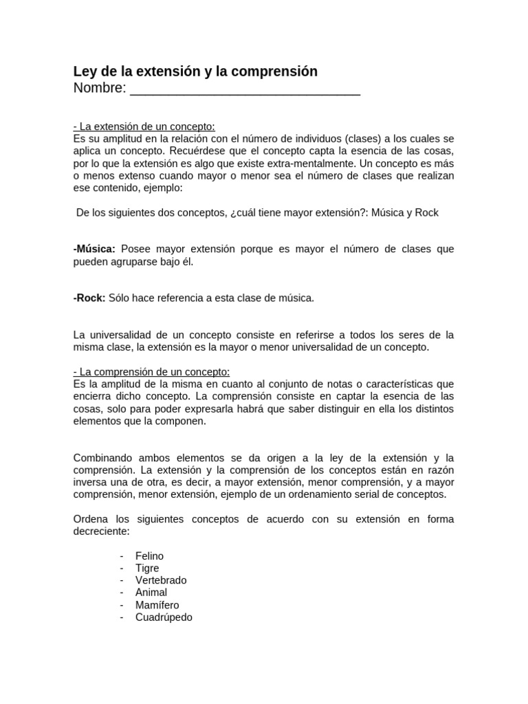 Ley de Extensión y Comprensión de Conceptos | PDF | Concepto | Comprensión