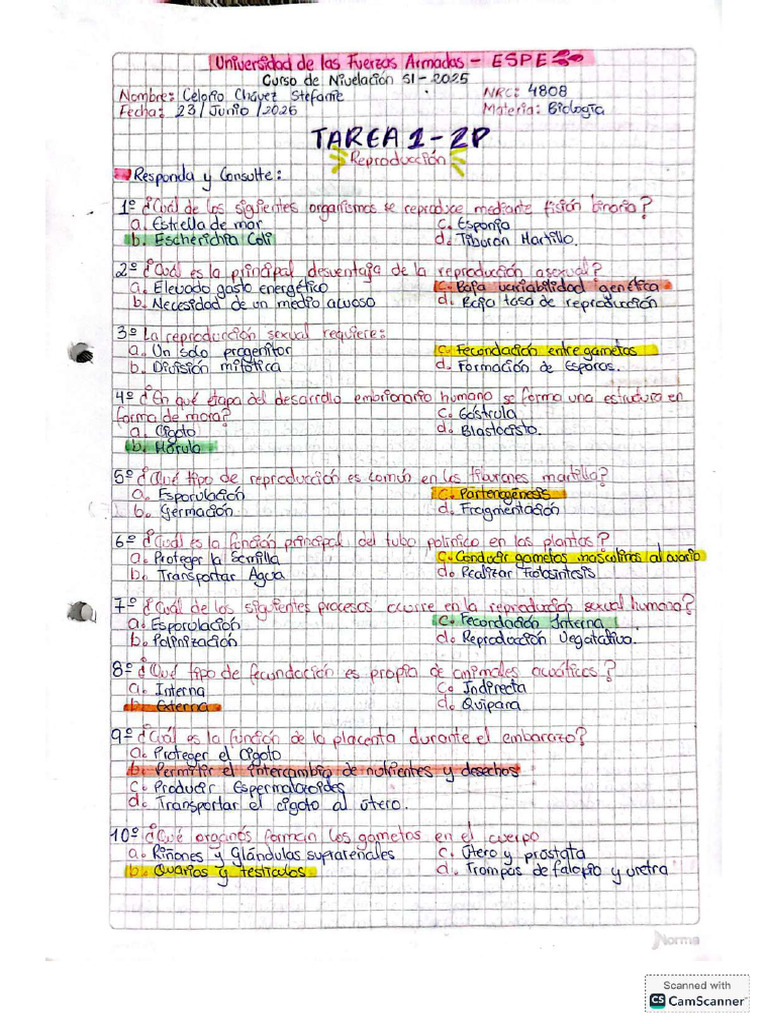 Tarea 1-2P Biología Reprodcción | PDF